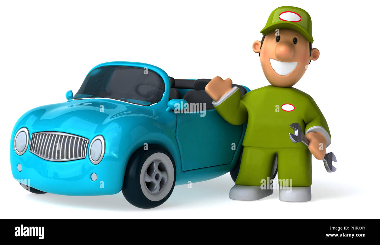 Fun mechanic - 3D Illustration Stock Photo - Alamy
