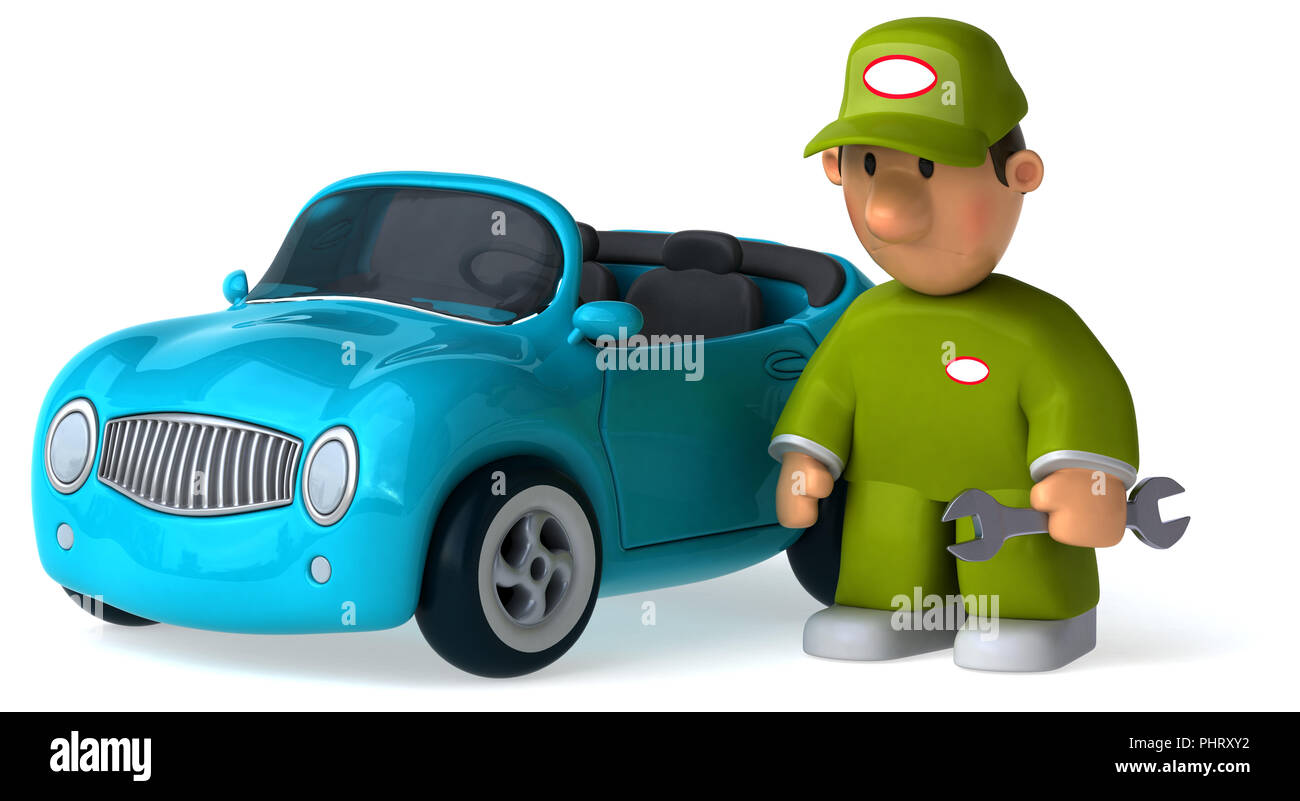 Fun mechanic - 3D Illustration Stock Photo - Alamy