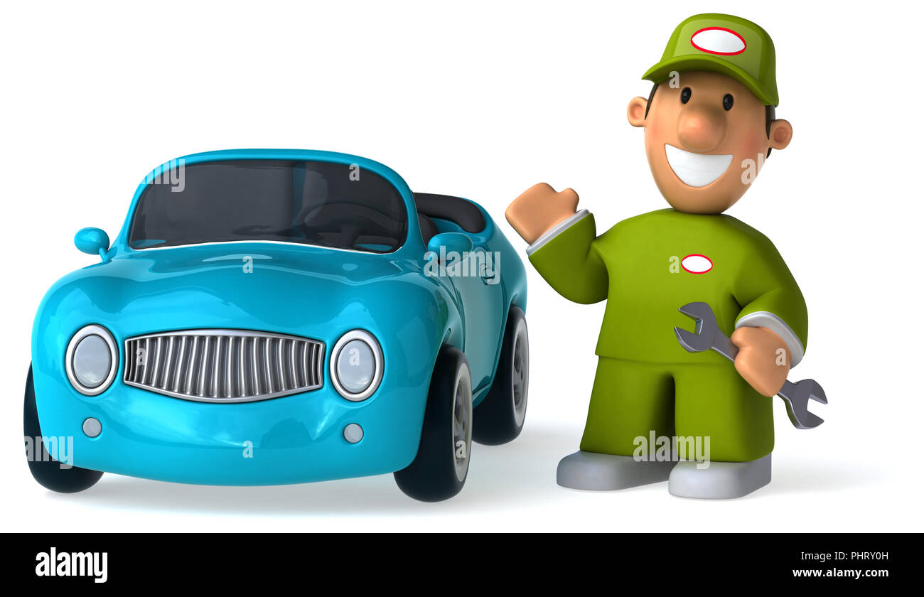 Fun mechanic - 3D Illustration Stock Photo - Alamy