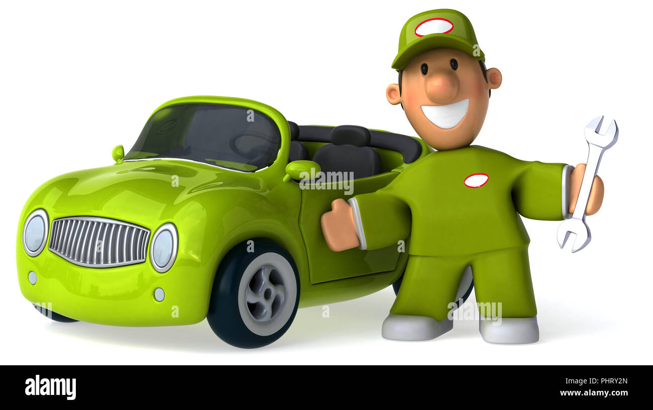 Fun mechanic - 3D Illustration Stock Photo - Alamy