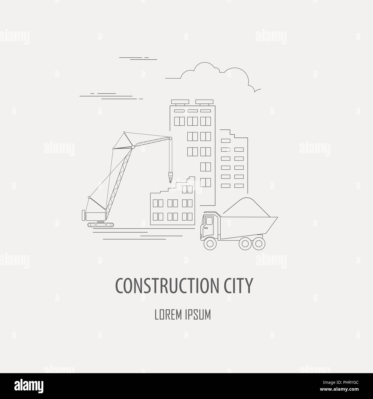 Crane and lifting machine logo and badge template Outline simple ...