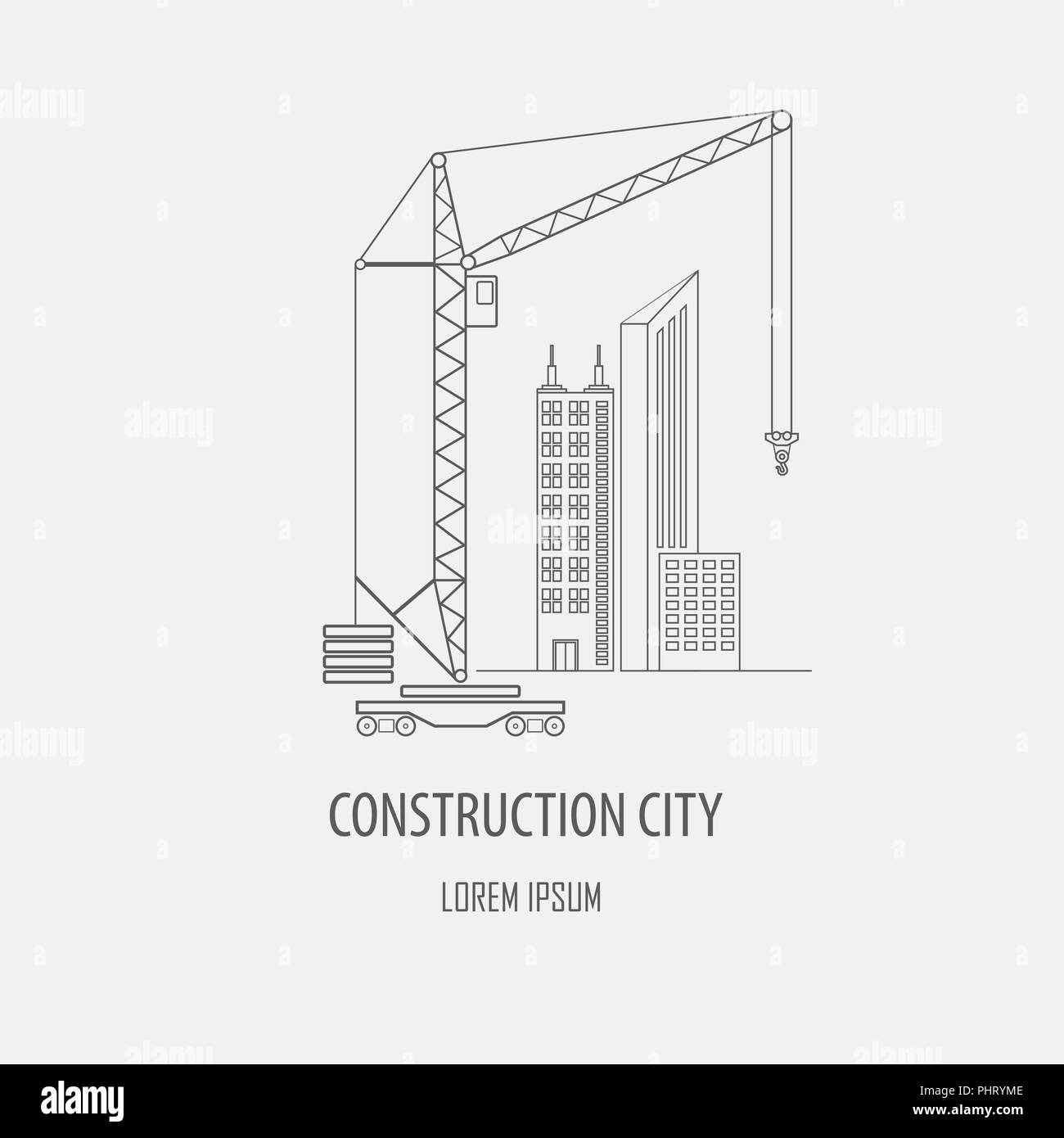Crane and lifting machine logo and badge template Outline simple ...
