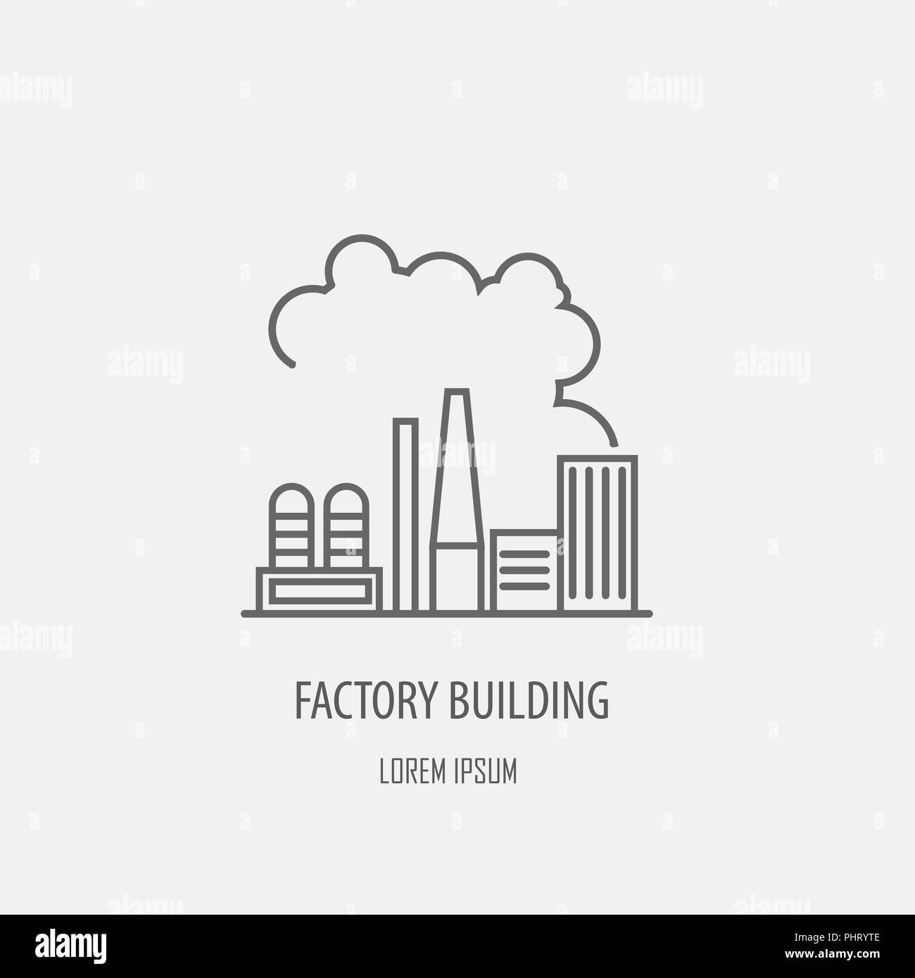 Industrial factory logo template. Linear badge design. Vector ...
