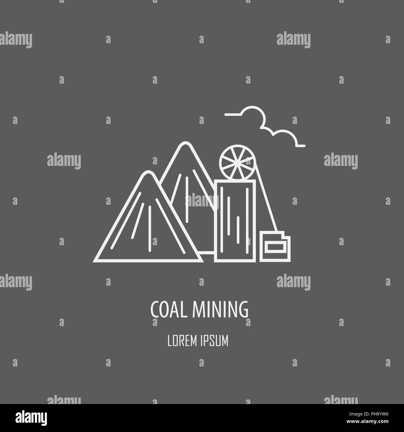 Industrial factory logo template. Linear badge design. Vector ...