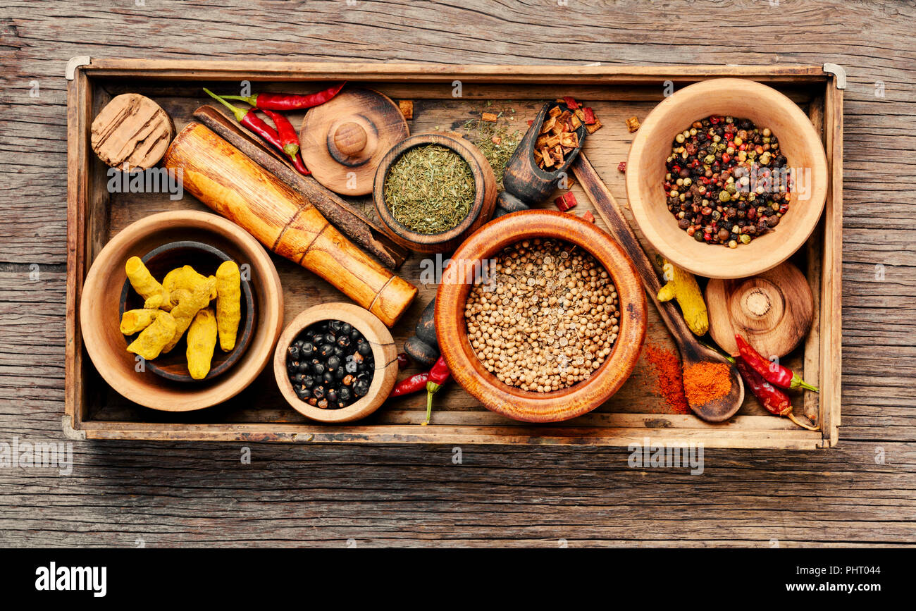 Big set Indian spices and herbs.Food and cuisine ingredients Stock ...