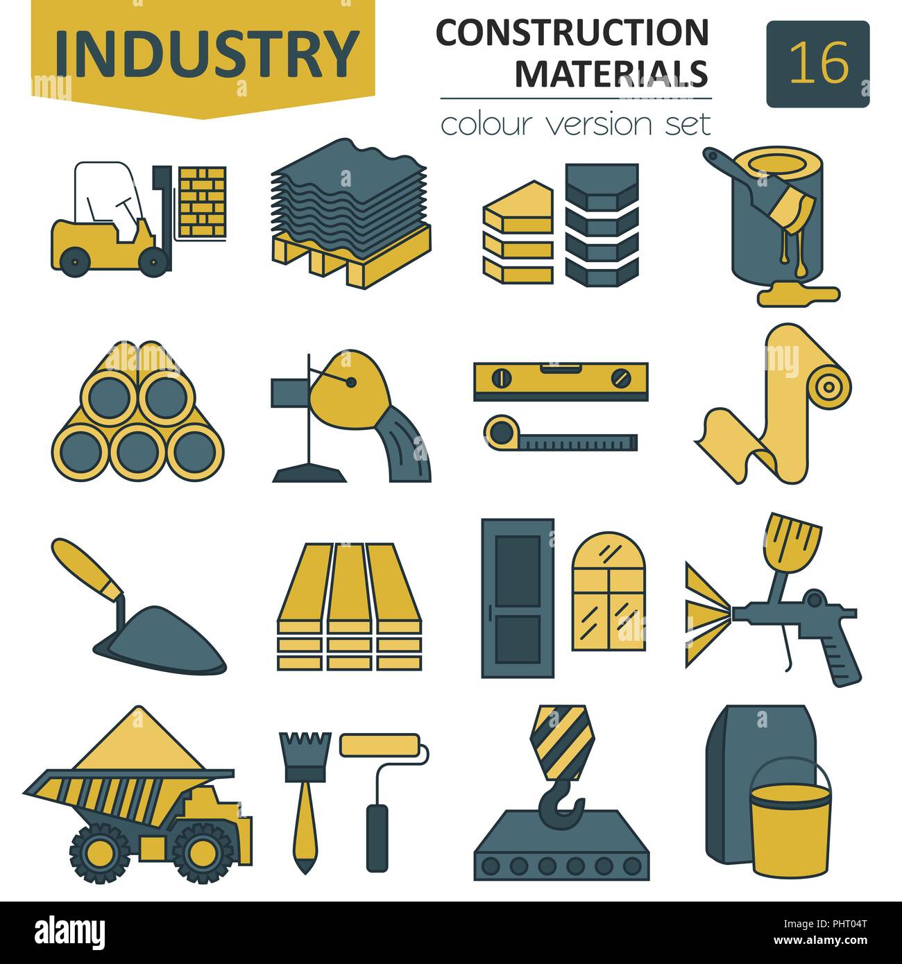 Construction and finishing materials icon set. Thin line design ...