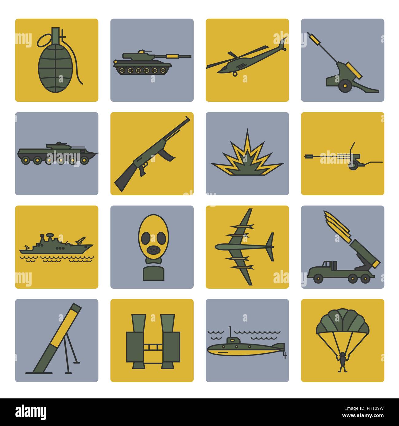 Military icon set. Thin line design. Vector illustration Stock Vector ...