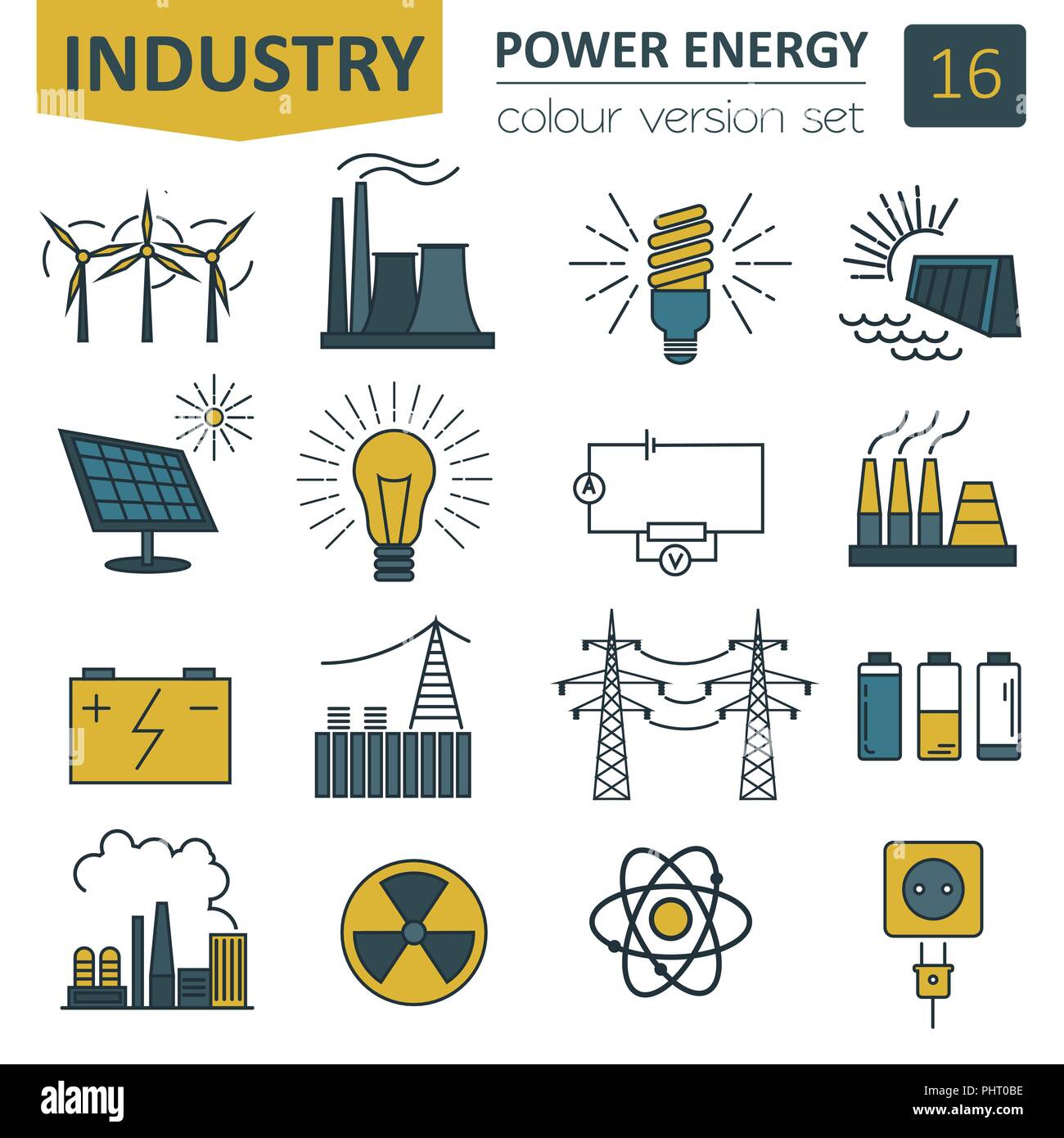 Power energy icon set. Colour version design. Vector illustration Stock ...