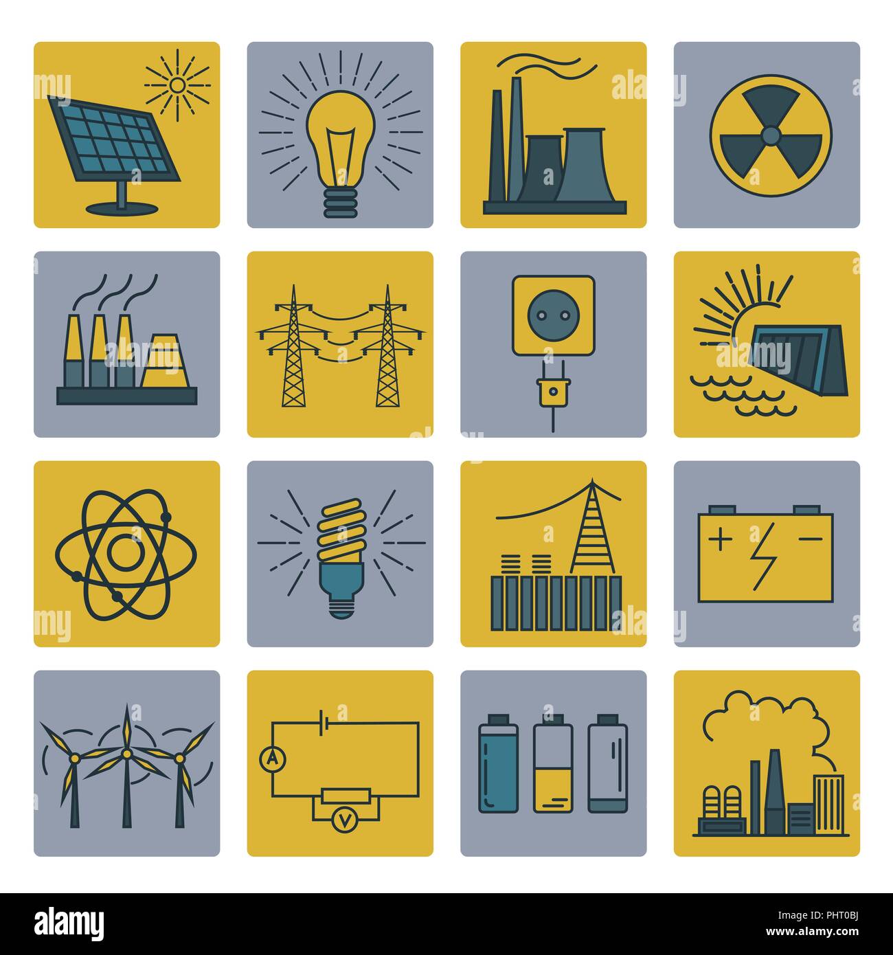 Power energy icon set. Colour version design. Vector illustration Stock ...