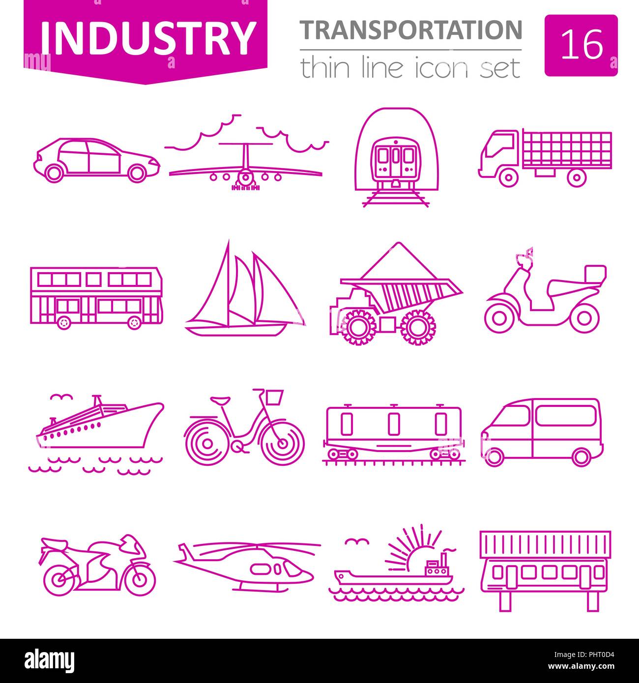 Transportation icon set. Thin line design. Vector illustration Stock ...