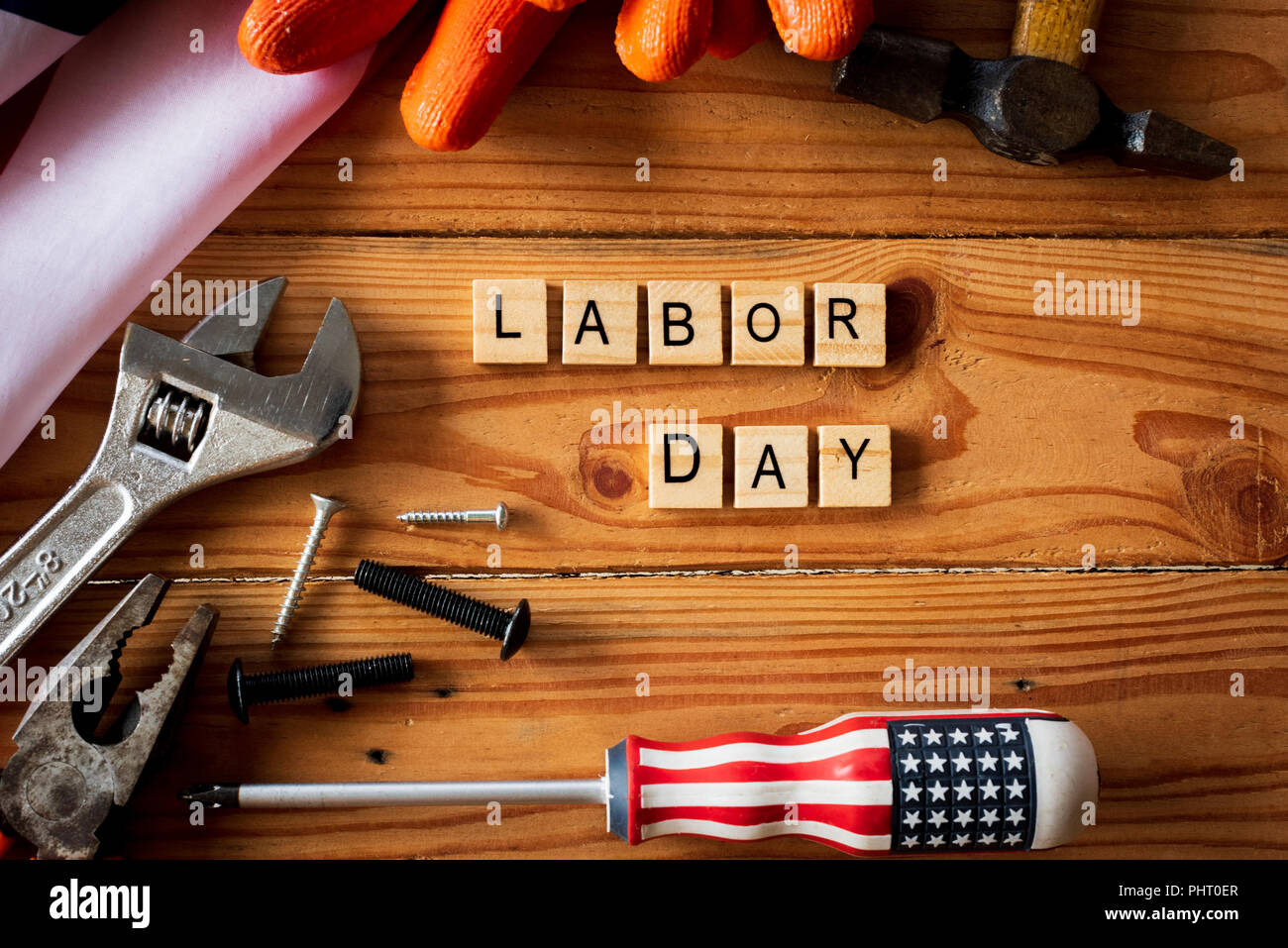 USA Labor day concept, First Monday in September. Different kinds on ...