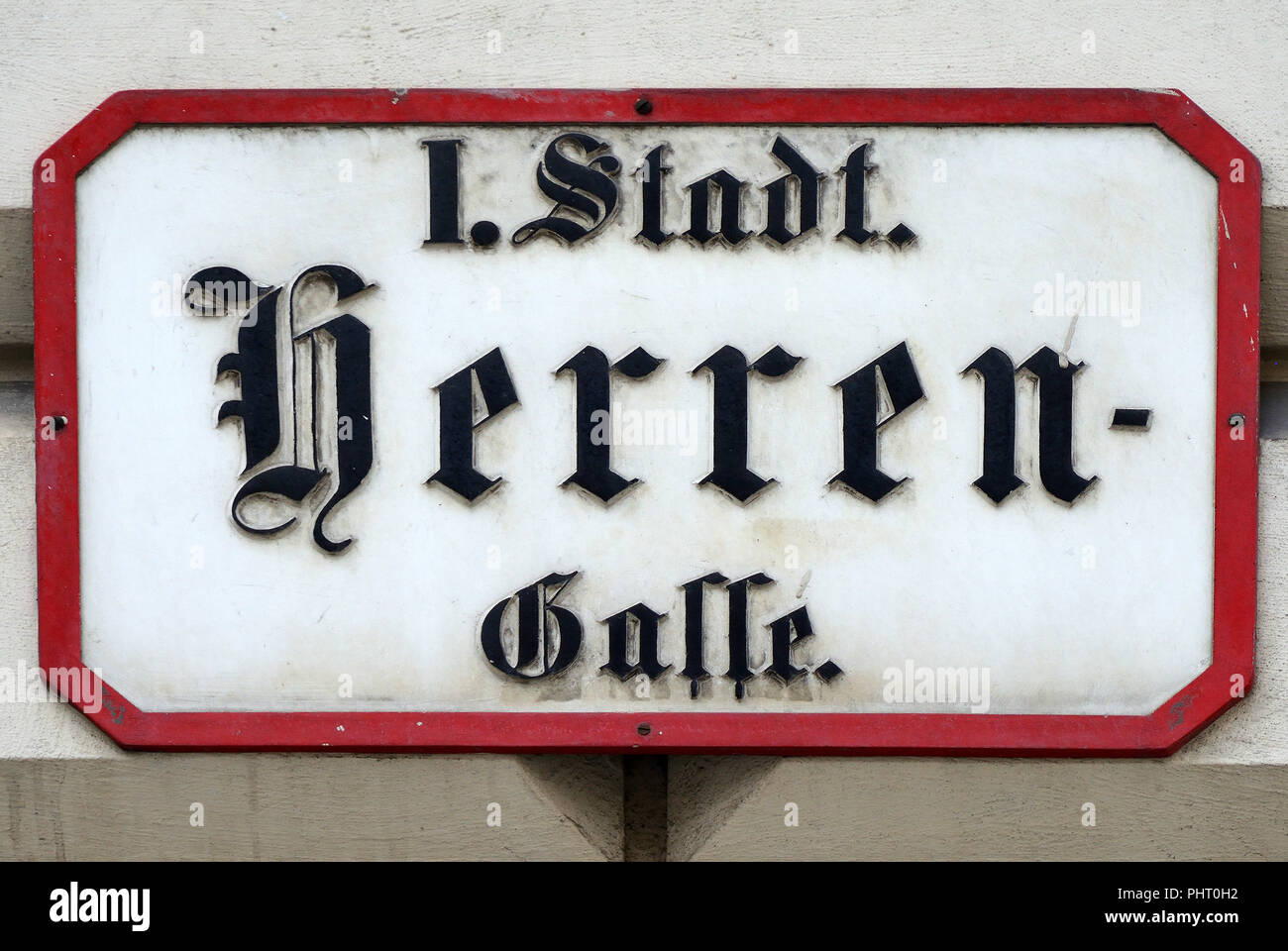 Street sign of the Herrengasse in the downtown of Vienna - Austria ...