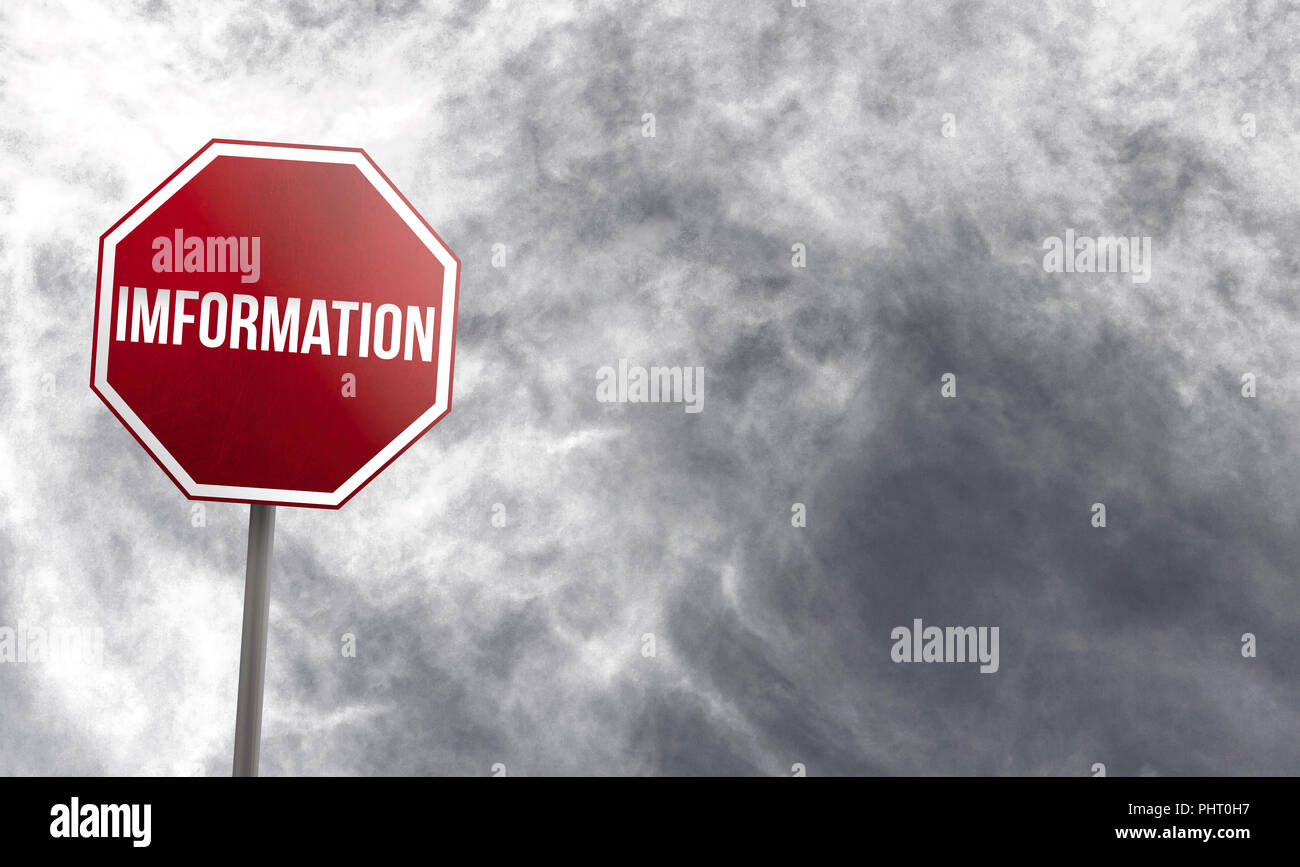 Imformation society - red sign with clouds in background Stock Photo ...