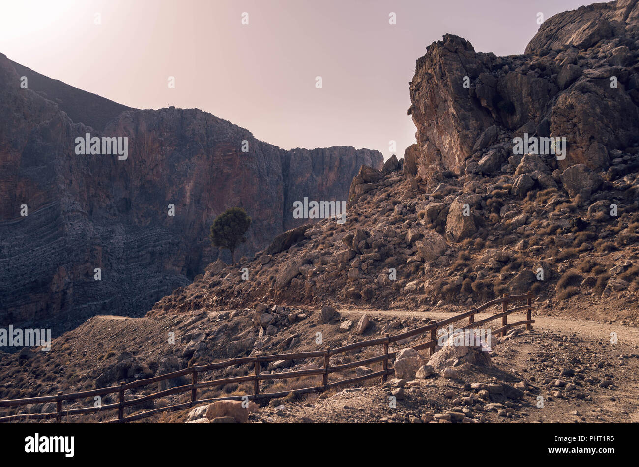 typical wild cretan landscape of south Crete. Dry scenery, steep stones ...