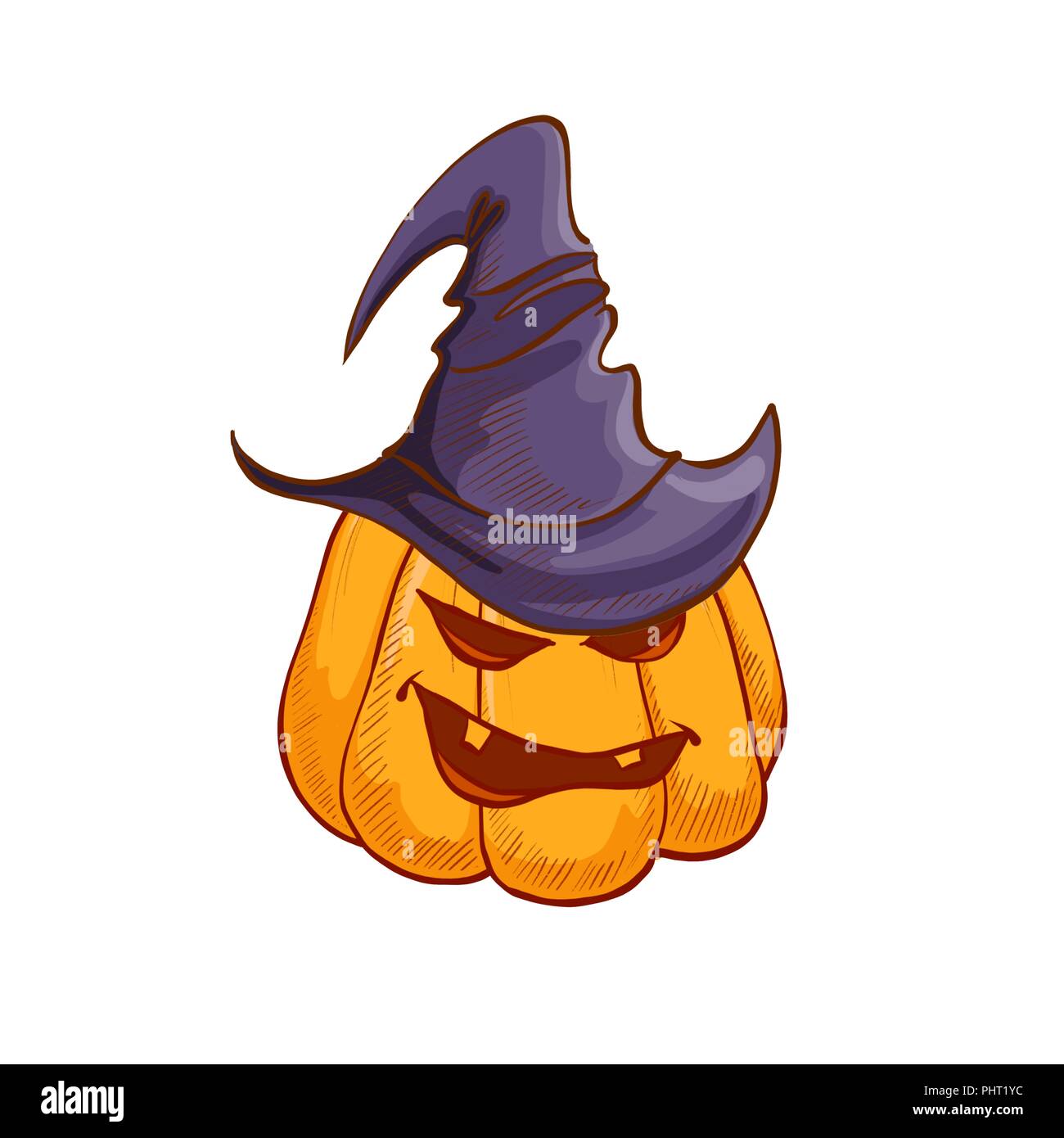 Halloween pumpkin in hat isolated on white background Stock Photo - Alamy