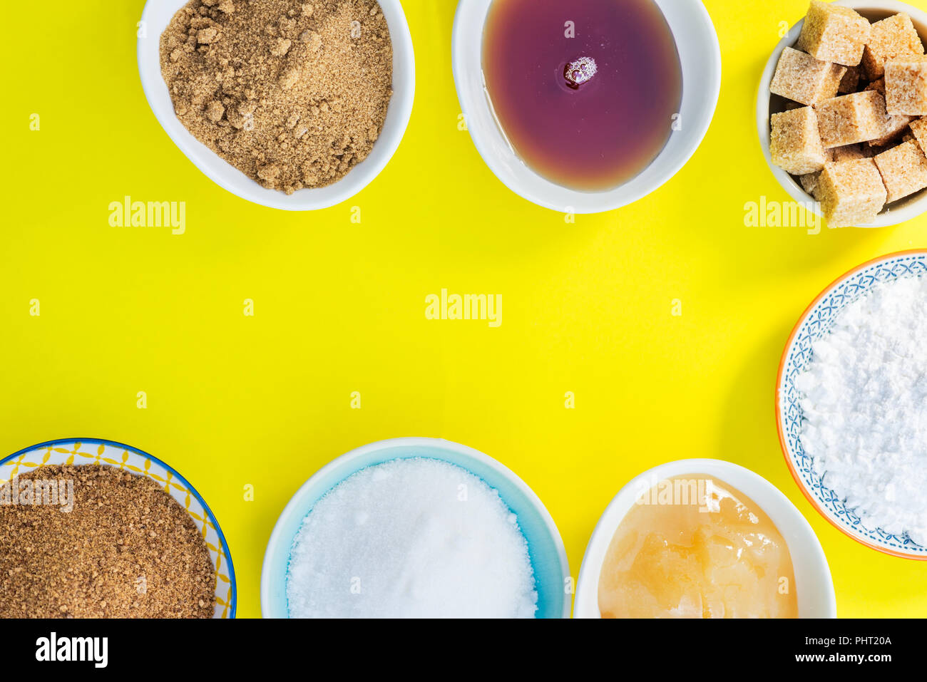 Different Kinds of Sugar and Sweeteners in the Bowls, such as coconut ...