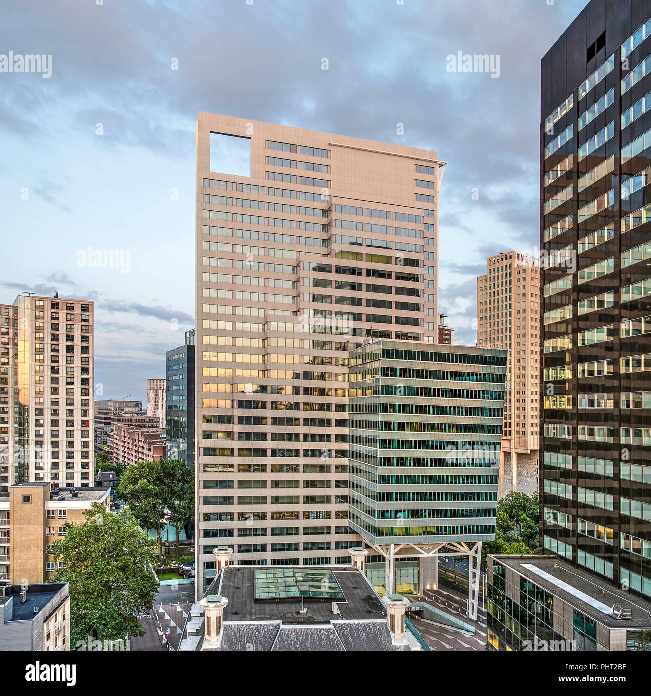 Rotterdam, The Netherlands, August 31, 2018: the Blaak Office Tower ...