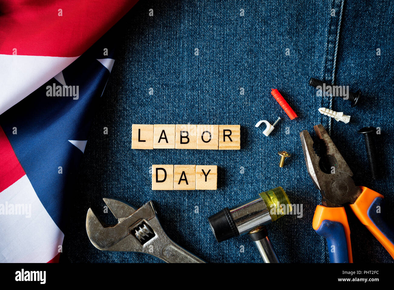 USA Labor day concept, First Monday in September. Different kinds on ...