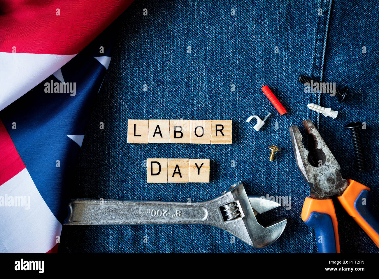 USA Labor day concept, First Monday in September. Different kinds on ...