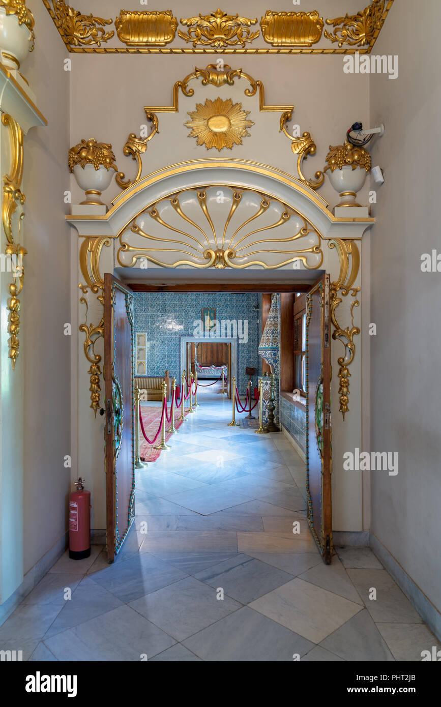 Historic Manial palace of Prince Mohammed Ali Tawfik. Entrance of the ...