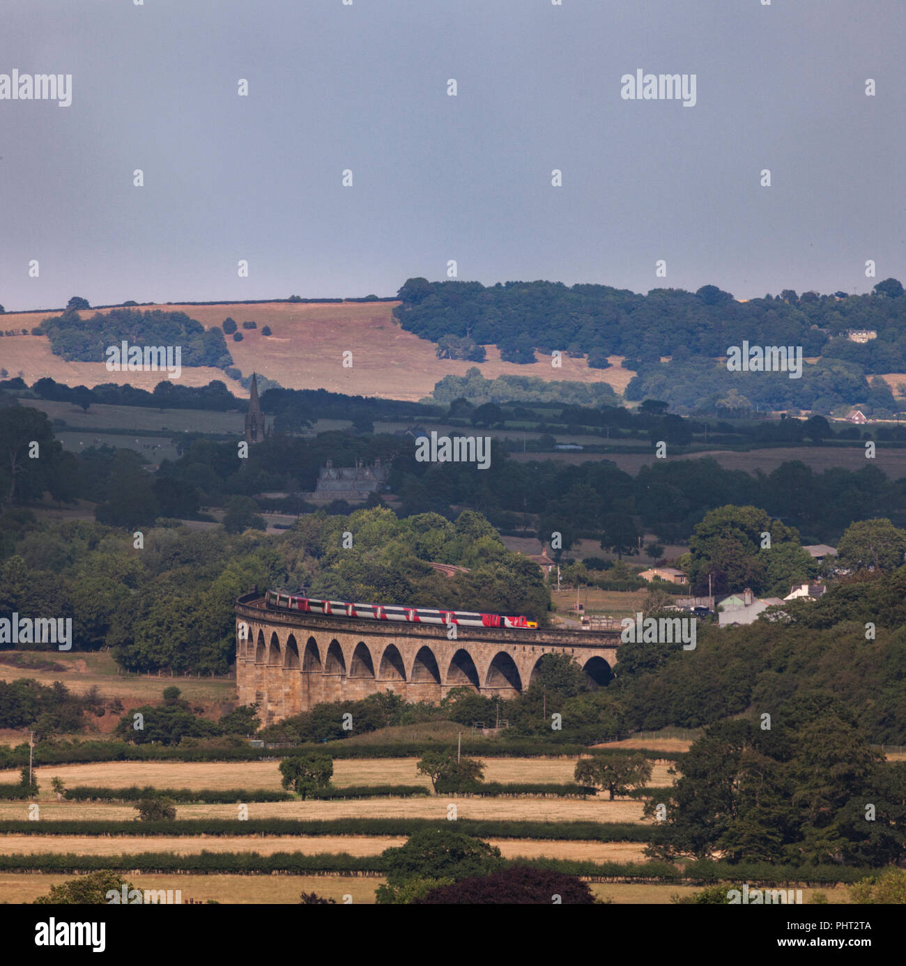 LNER intercity 125 ( still carrying Virgin logos) crossing Wharfedale ...