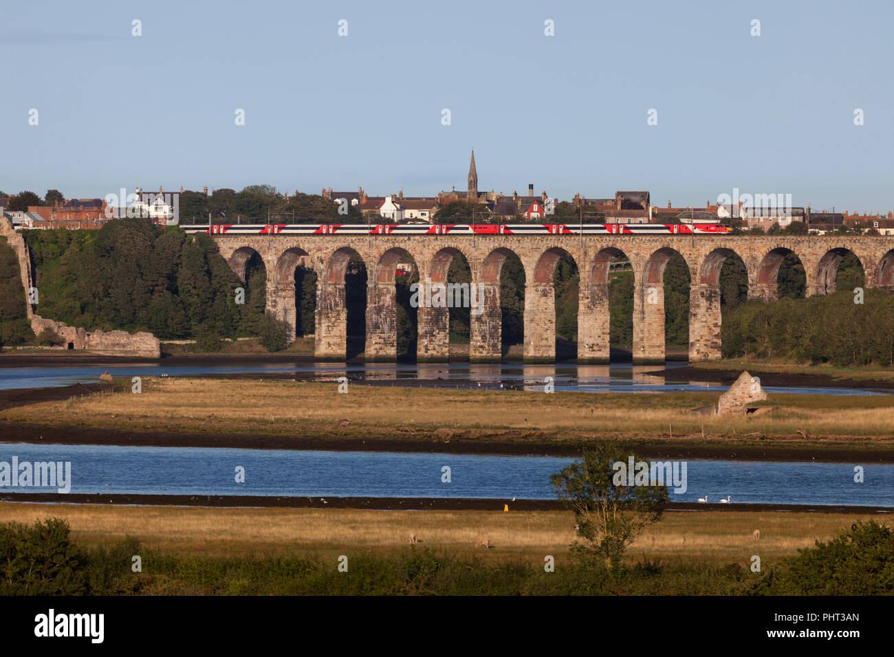 A London North Eastern railway ( LNER ) Intercity 225 train crossing ...