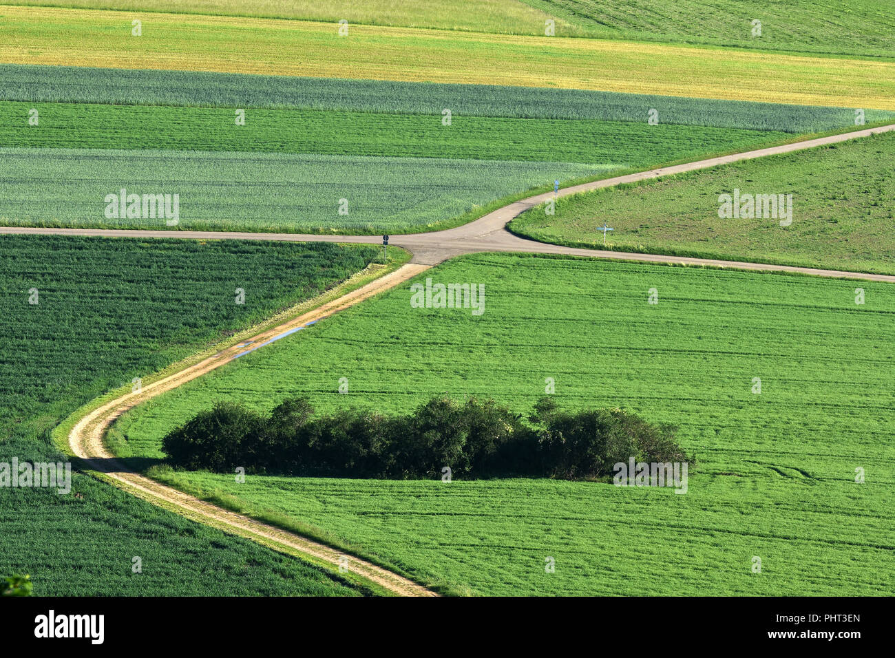 swabian alps; swabian highlands; landscape with crop fields ...