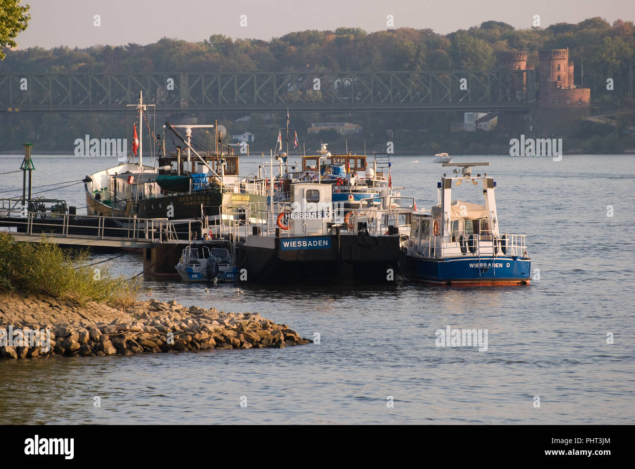 Ships on Rhein, Mainz Stock Photo - Alamy