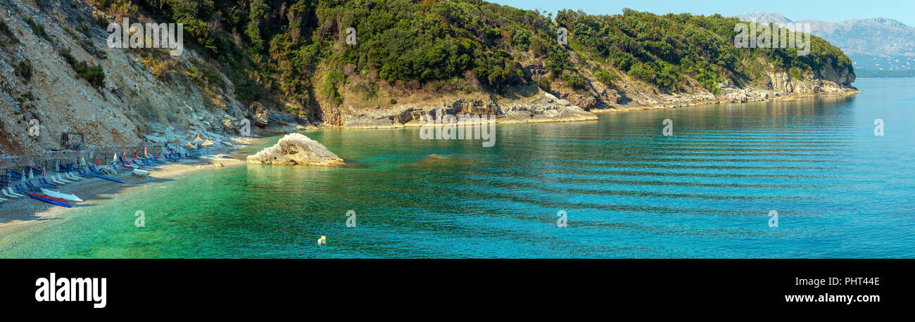 Summer morning Pulebardha beach (Albania Stock Photo - Alamy