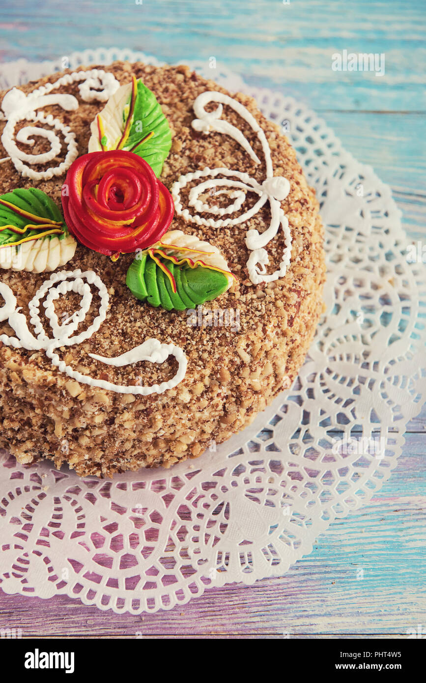 cakes on color background Stock Photo - Alamy