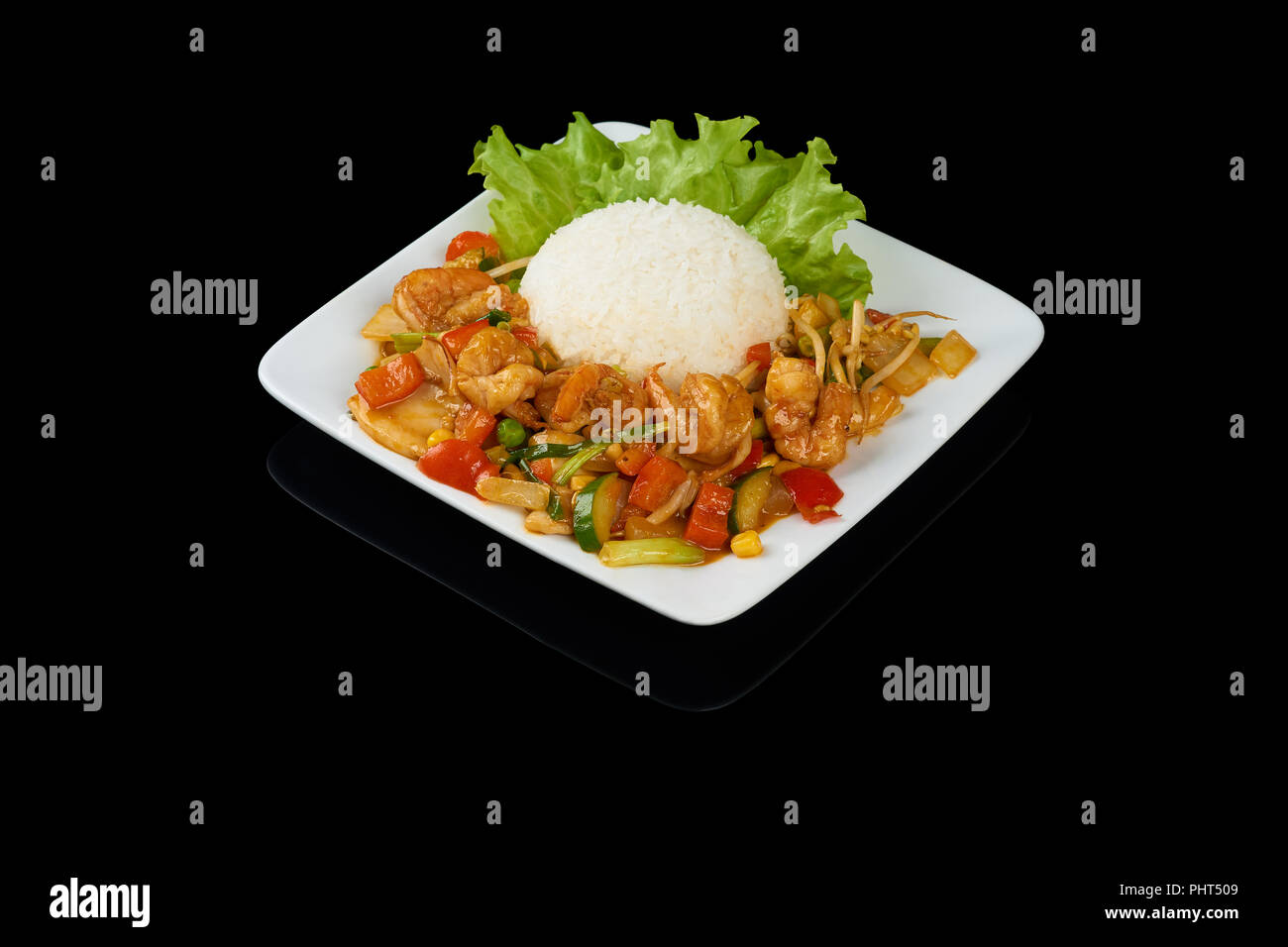 Com Hai San is a vietnamese dish with rice, shrimps, squid and ...