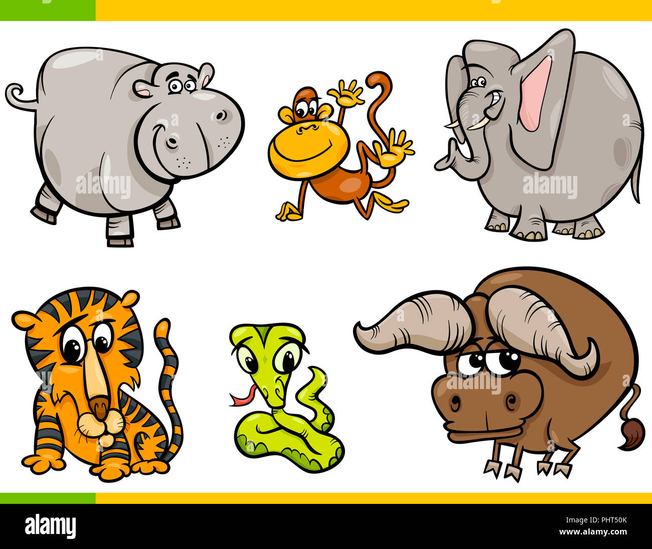 cartoon wild animals funny characters set Stock Photo - Alamy