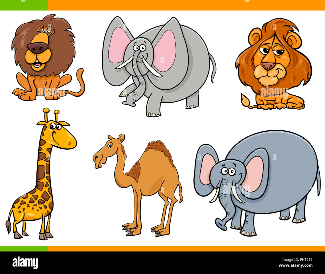 cartoon safari animals funny characters set Stock Photo - Alamy