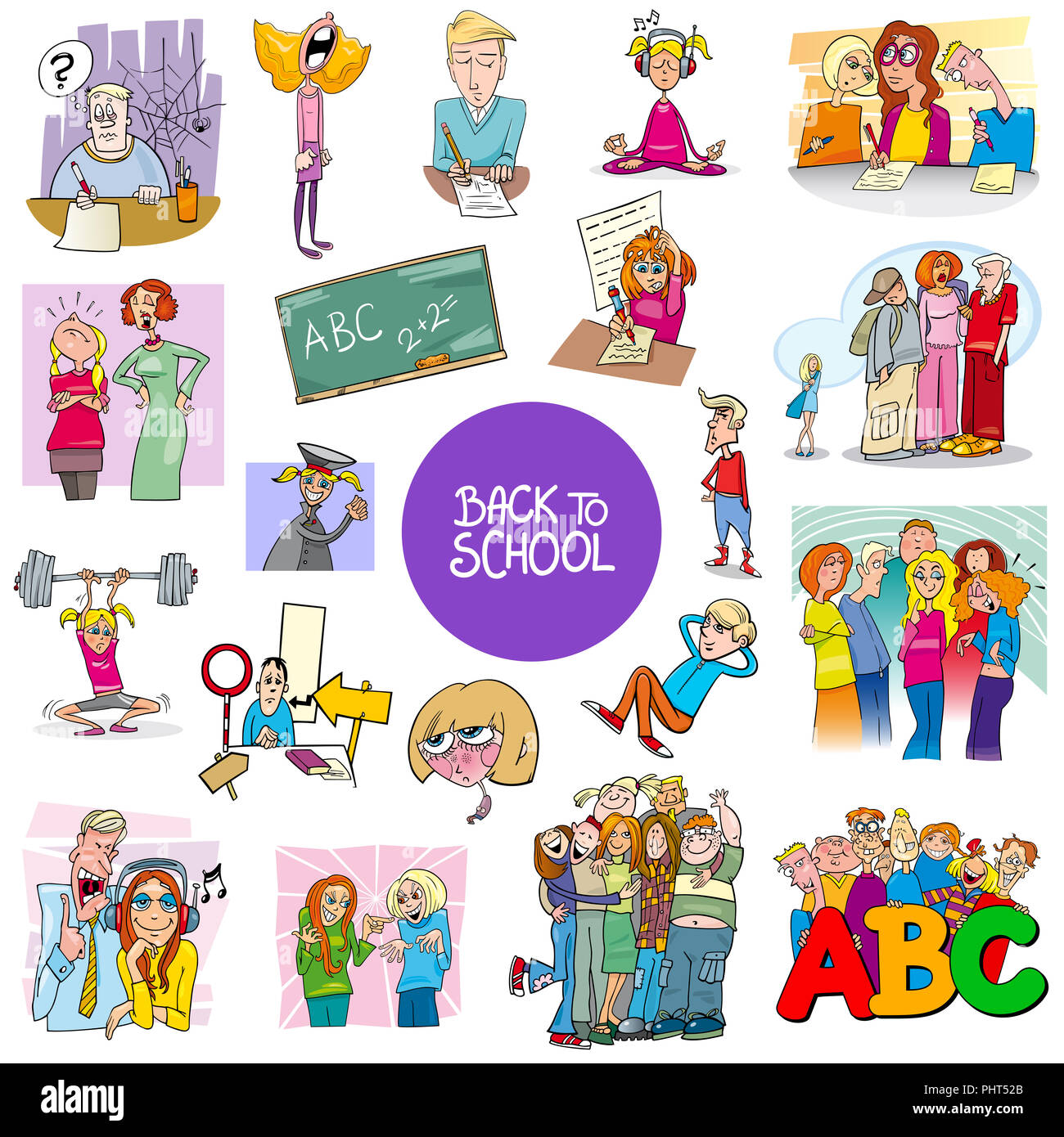 school and education carton set Stock Photo - Alamy