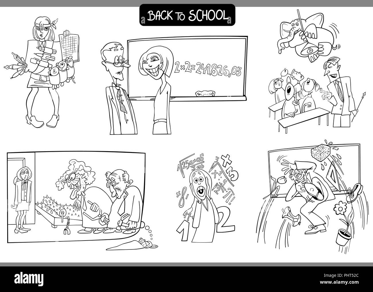 school and education carton set for coloring Stock Photo - Alamy