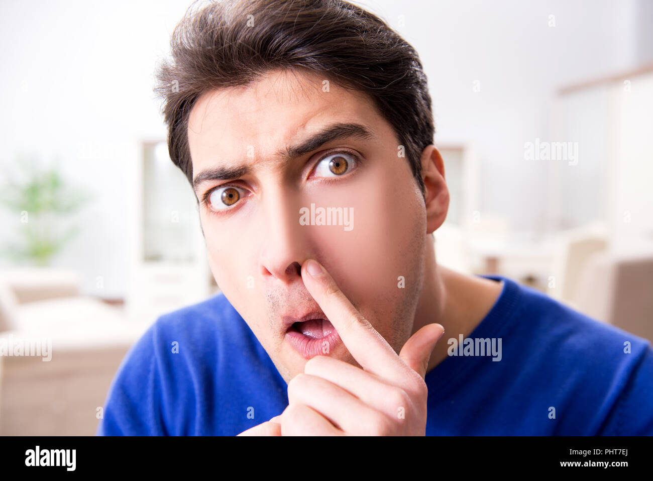 Man panicking because of pimples on the skin Stock Photo - Alamy