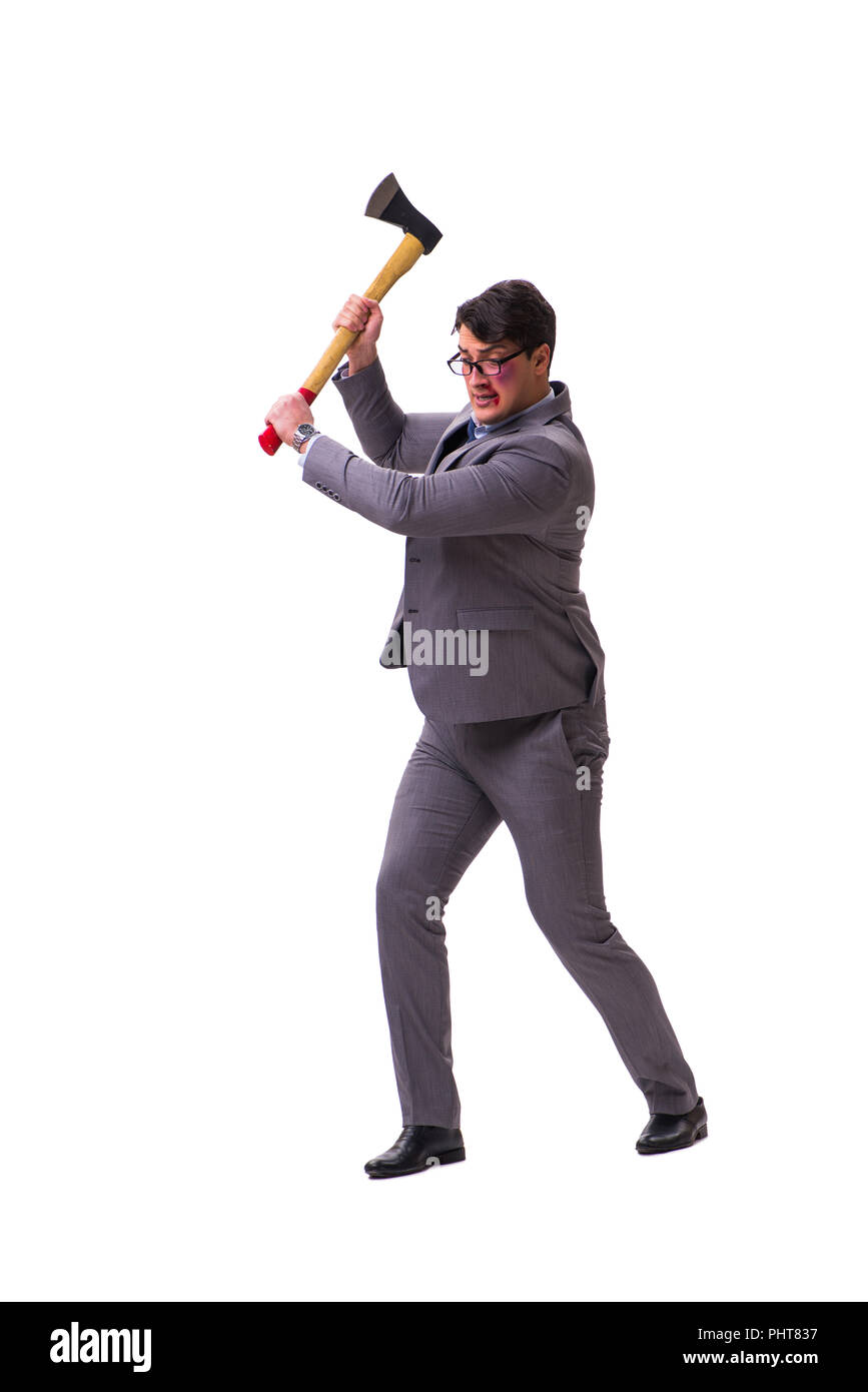 Angry holding axe Cut Out Stock Images & Pictures - Alamy