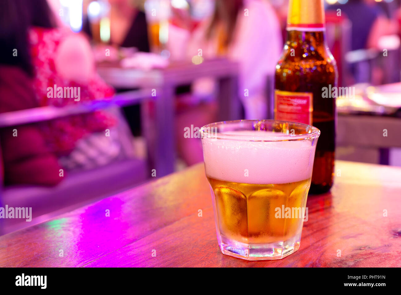 Glass beer night club table hi-res stock photography and images - Alamy