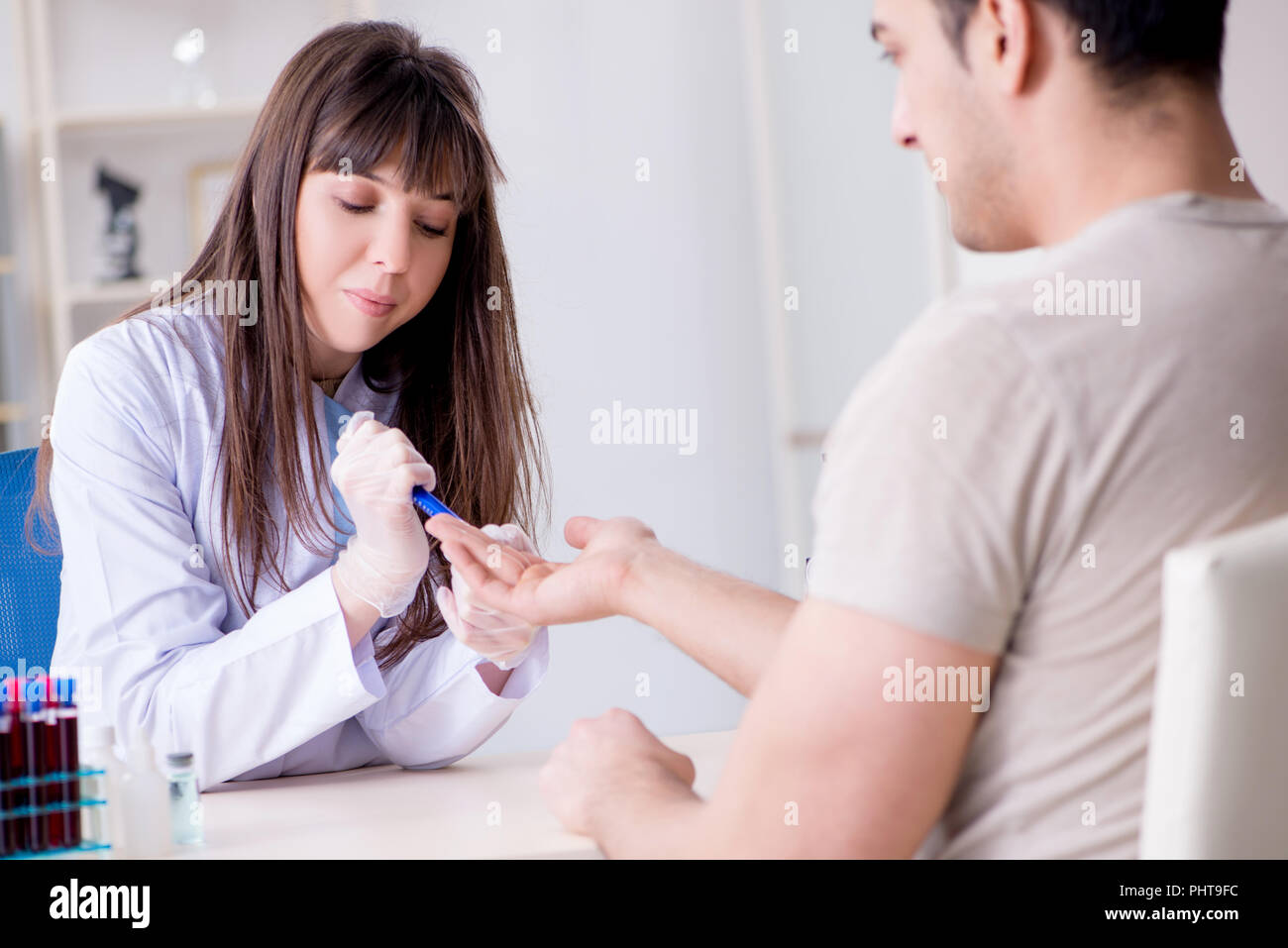 Patient during blood test sampling procedure taken for analysis Stock ...