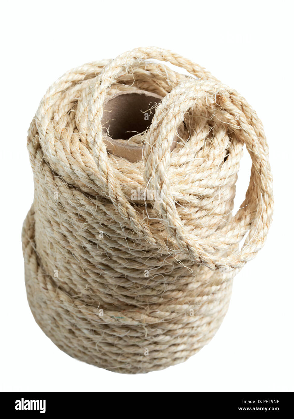 roll of coil rope on isolated white background Stock Photo - Alamy