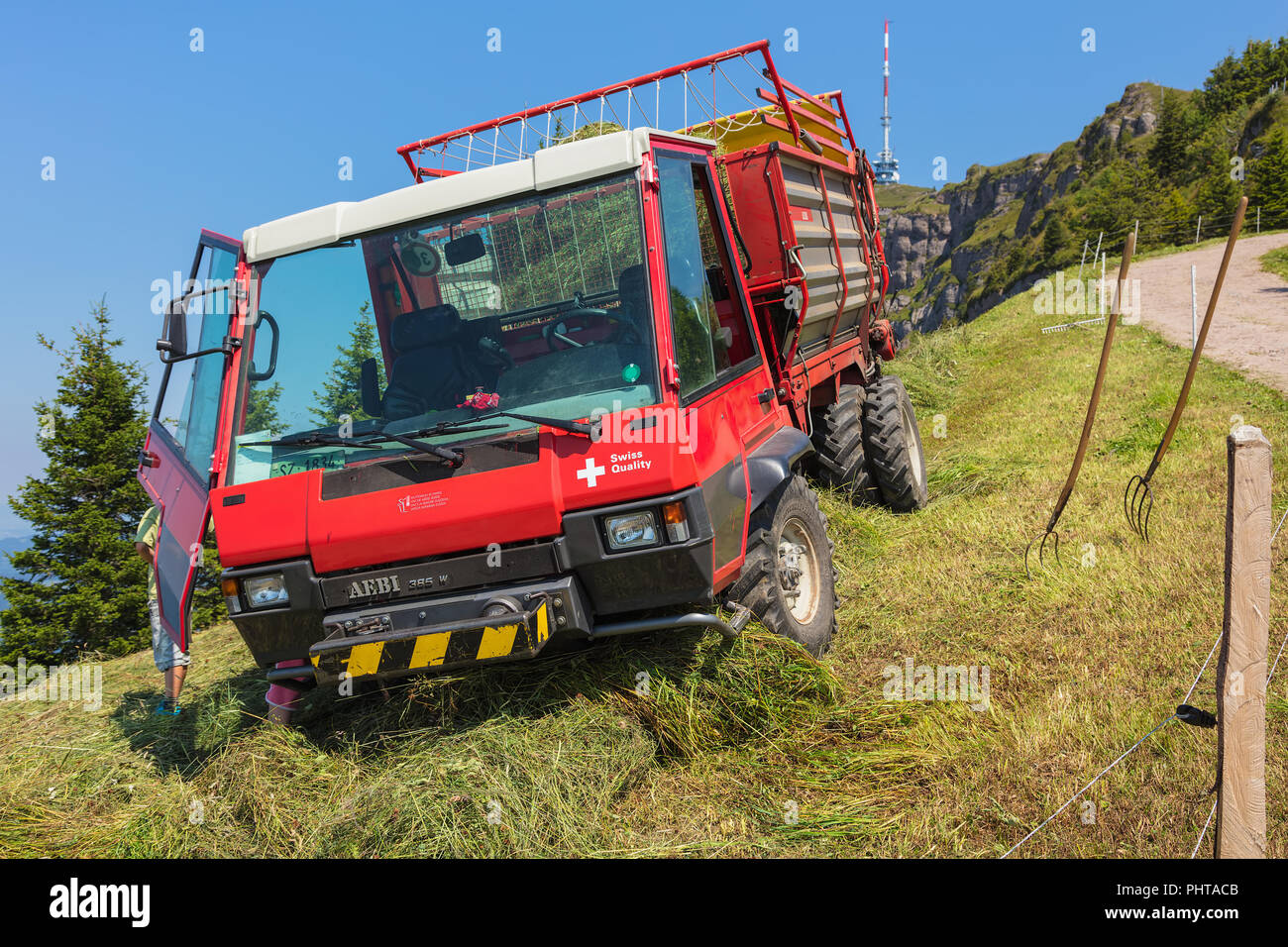 Mt. Rigi, Switzerland - July 19, 2018: an AEBI multipurpose transporter ...
