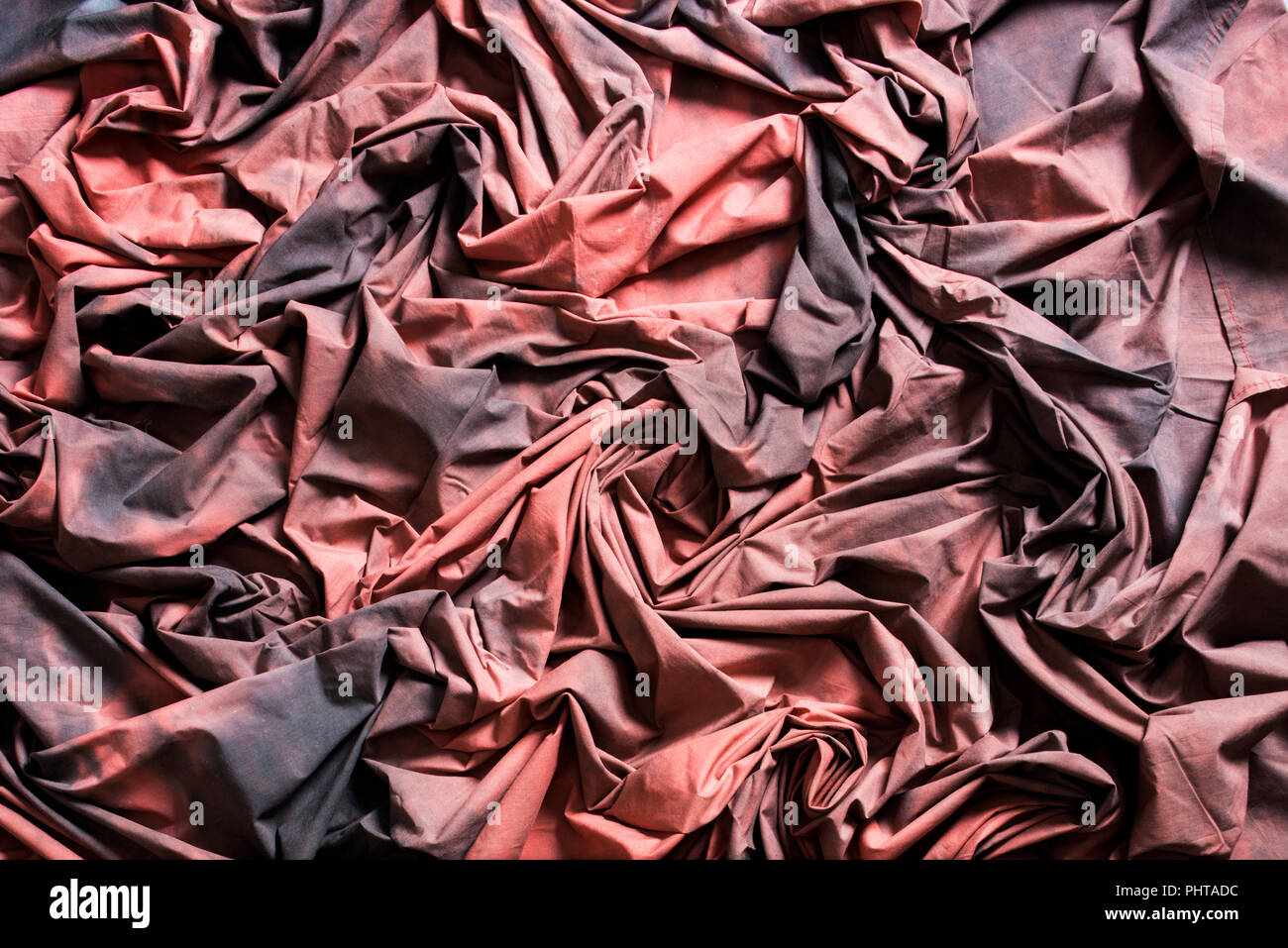 Red Black Cotton Textured Cloth Folded With Deep Shadows Stock Photo ...