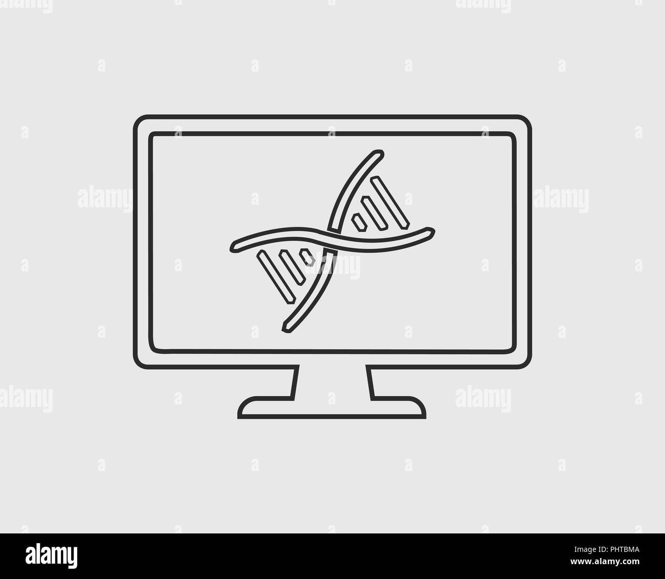 Line Icon of Genetic Engineering. DNA on Computer Screen Stock Vector ...