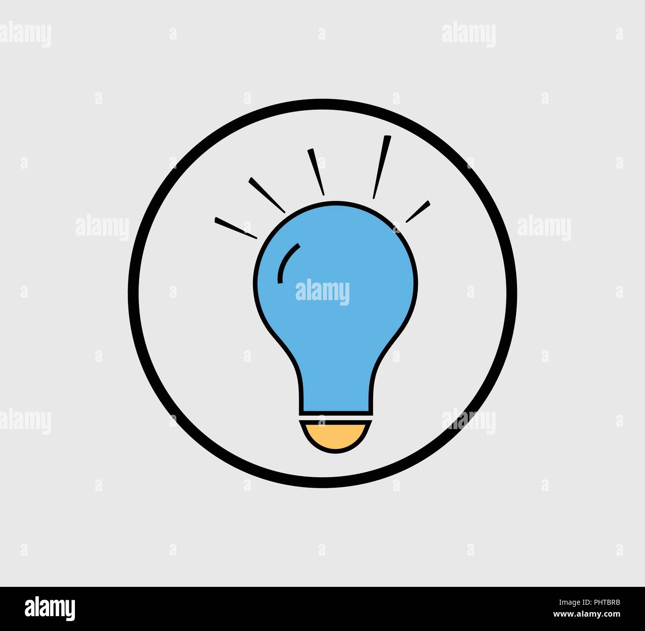 Colorful Light Bulb Icon with circle shape in Gray Background Stock ...