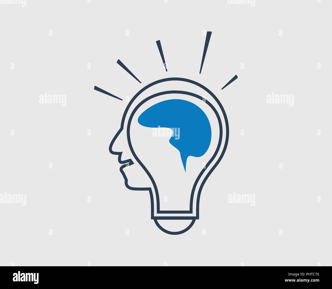 Colorful Creative Man Icon. Human face in Bulb head with human Brain ...