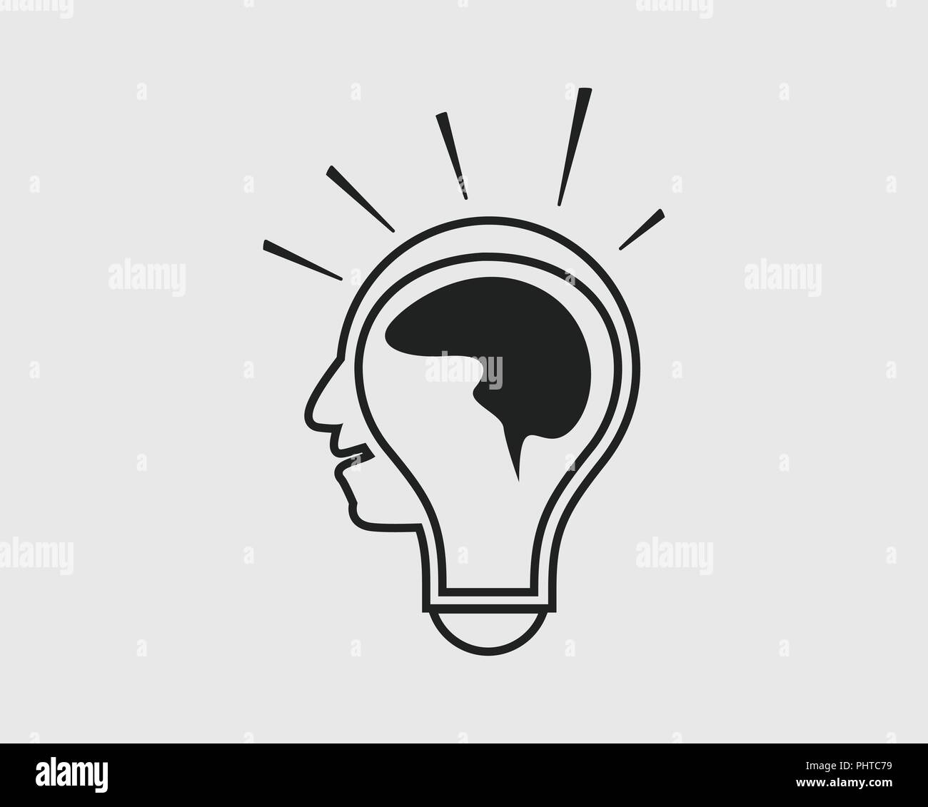 Silhouette human face light bulb Stock Vector Images - Alamy