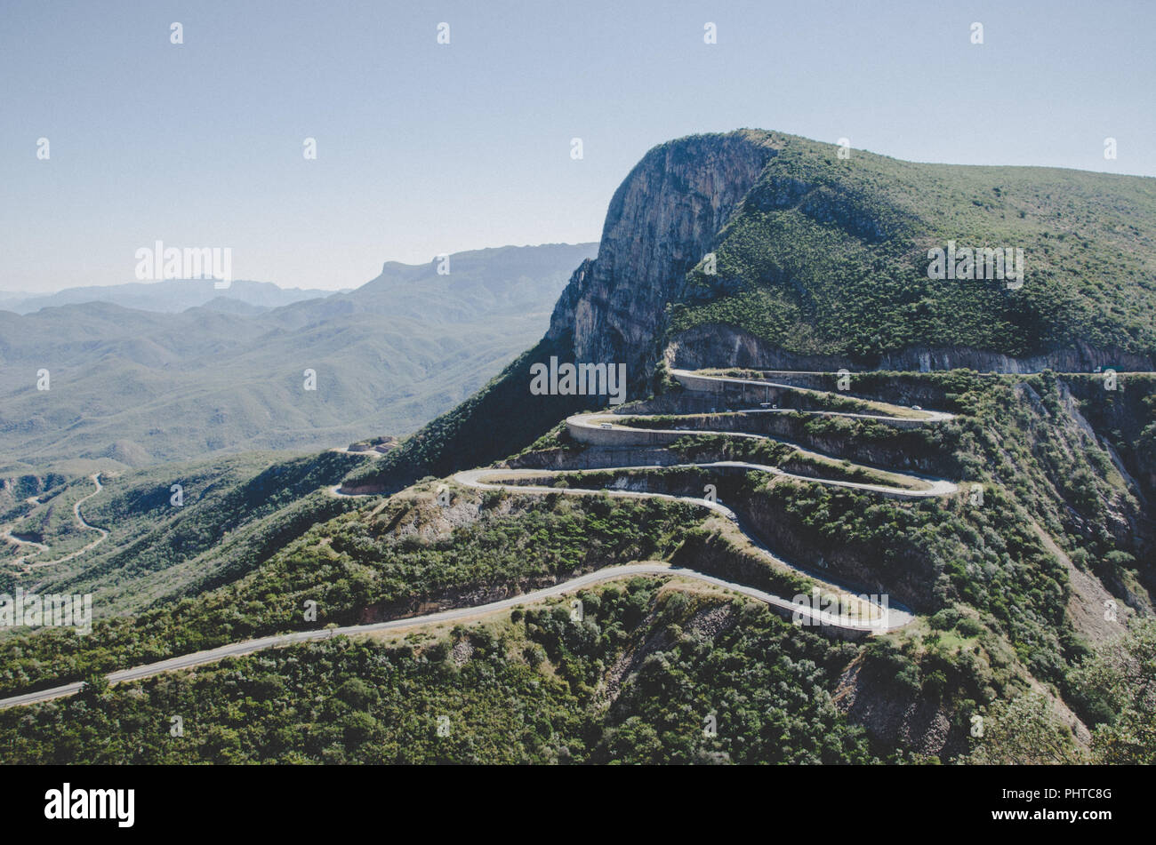 The impressive Serra da Leba mountain pass with many winding curves ...