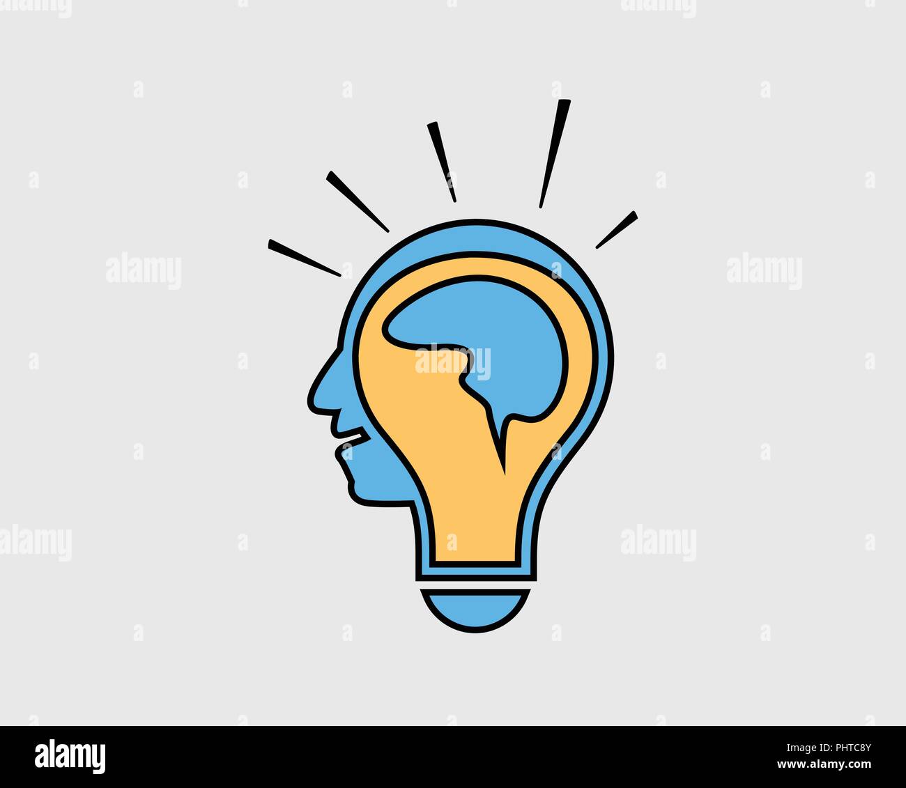 Silhouette human face light bulb hi-res stock photography and images ...