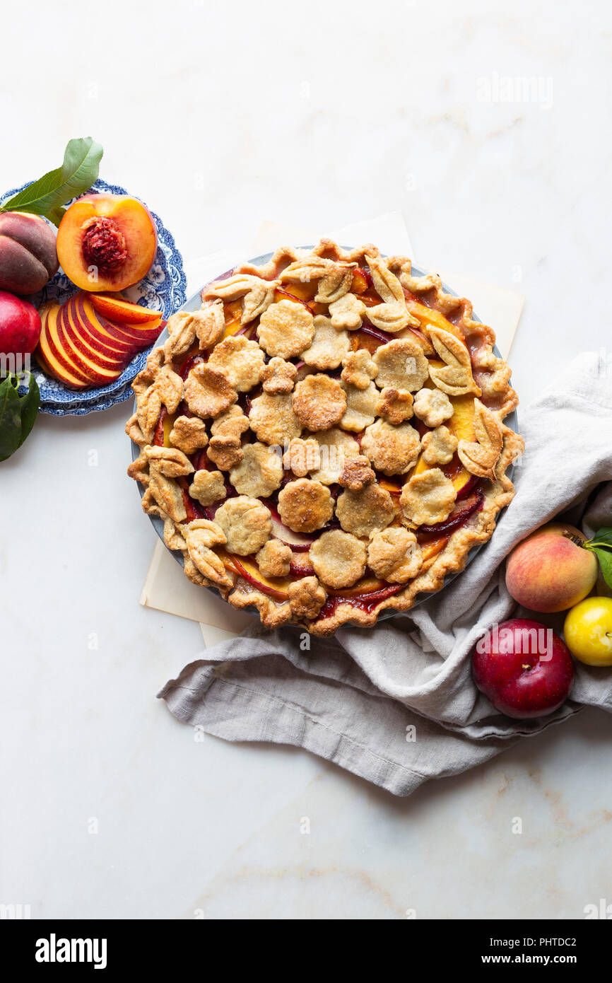 Homemade stone fruits pie Stock Photo - Alamy