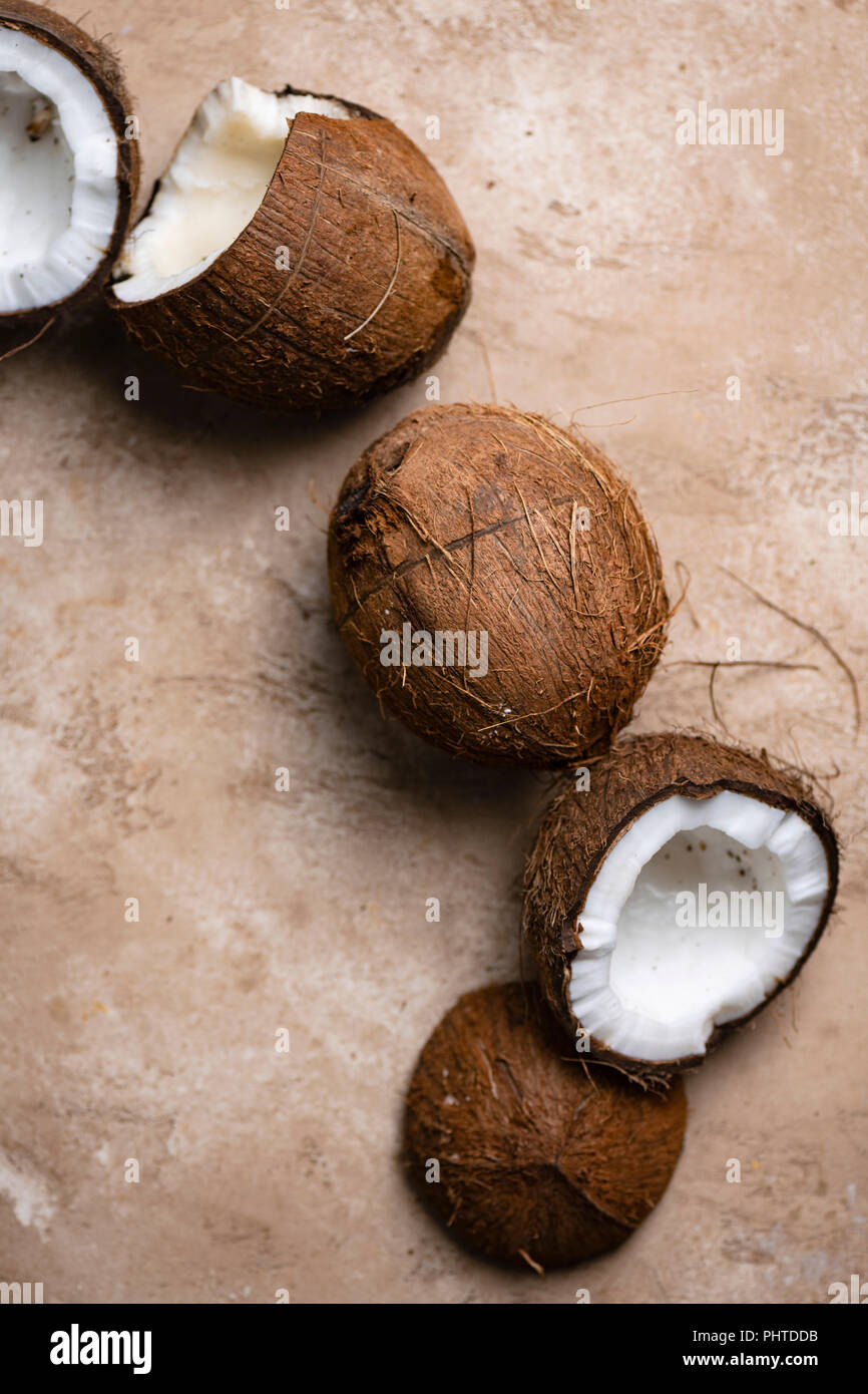 Sliced Fresh Coconut Stock Photo - Alamy
